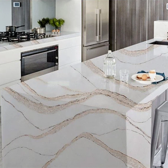 China Wholesaler Table Top Slab Calacatta White Gold Artificial Quartz Stone For Kitchen Counter Top Manufacturers Suppliers Factory SRS